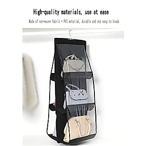 DCVFRQ Double-Sided Six-Layer Bag Hanging Bag Non-Woven Hanging Handbag Storage Hanging Bag Bag Storage Bag 140g Integrated Structure, Gray