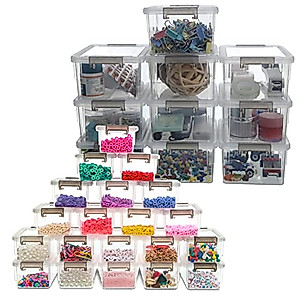 Citylife 20 Packs 0.18 QT Plastic Bead Organizers & 10 Packs 1.3 QT Small Storage Bins with Lids Stackable Box, Clear White