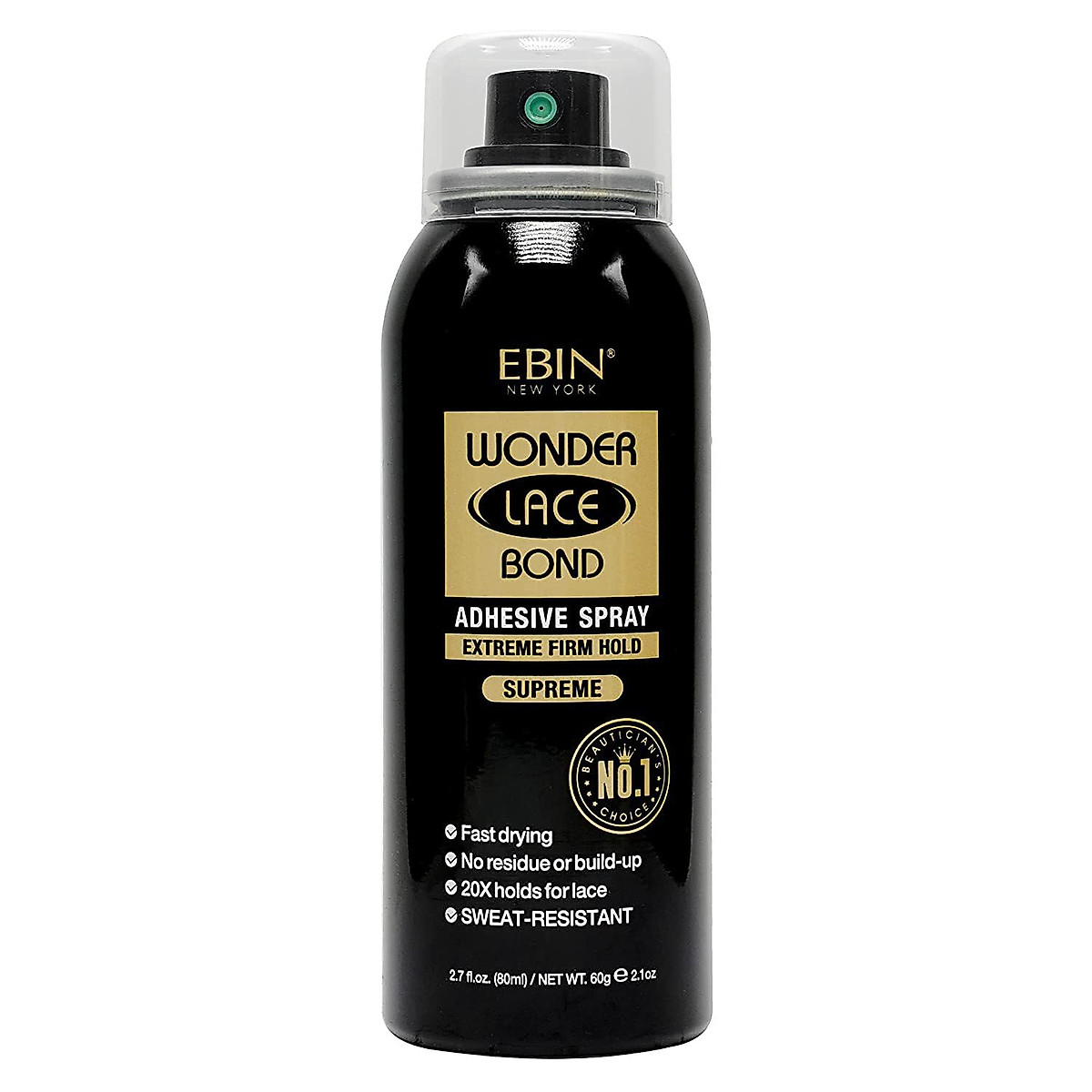 EBIN NEW YORK Wonder Lace Bond Adhesive Spray - Supreme (Extreme Firm Hold), 2.7 fl. oz./ 80ml | Fast Drying, No Residue, No Build up, Powerful Hold, All-Day Hold, Daily Wig Application
