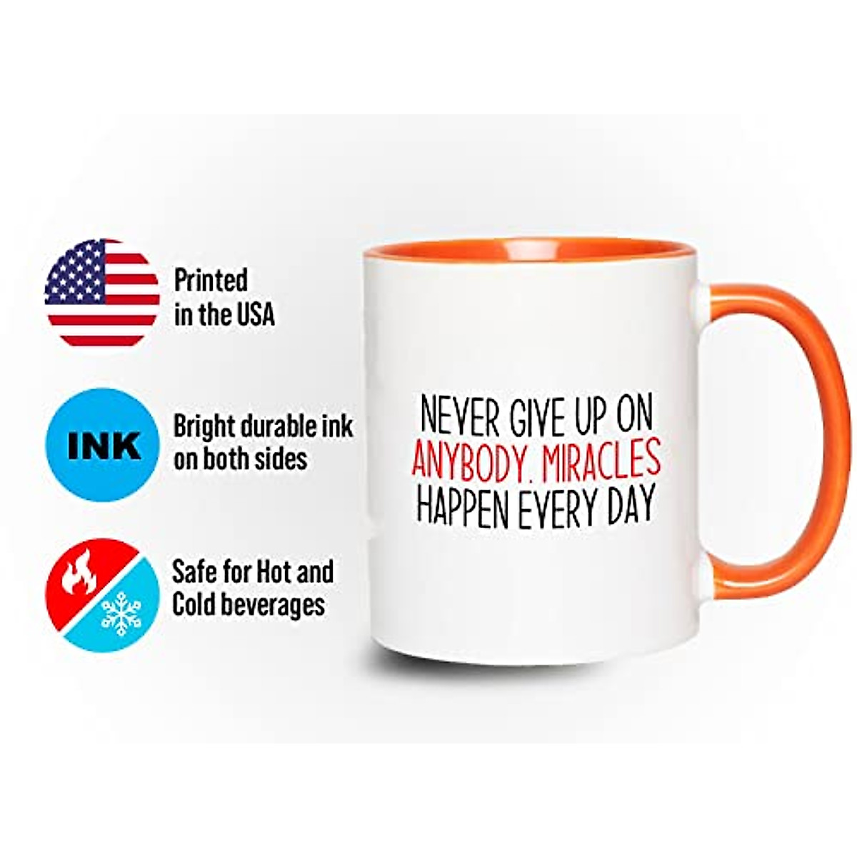 Bubble Hugs Nurse 2Tone Orange Mug 11oz - Never give up - Labor Clinical Certified Nursing Assistant Surgical Emergency Oncology Practitioner