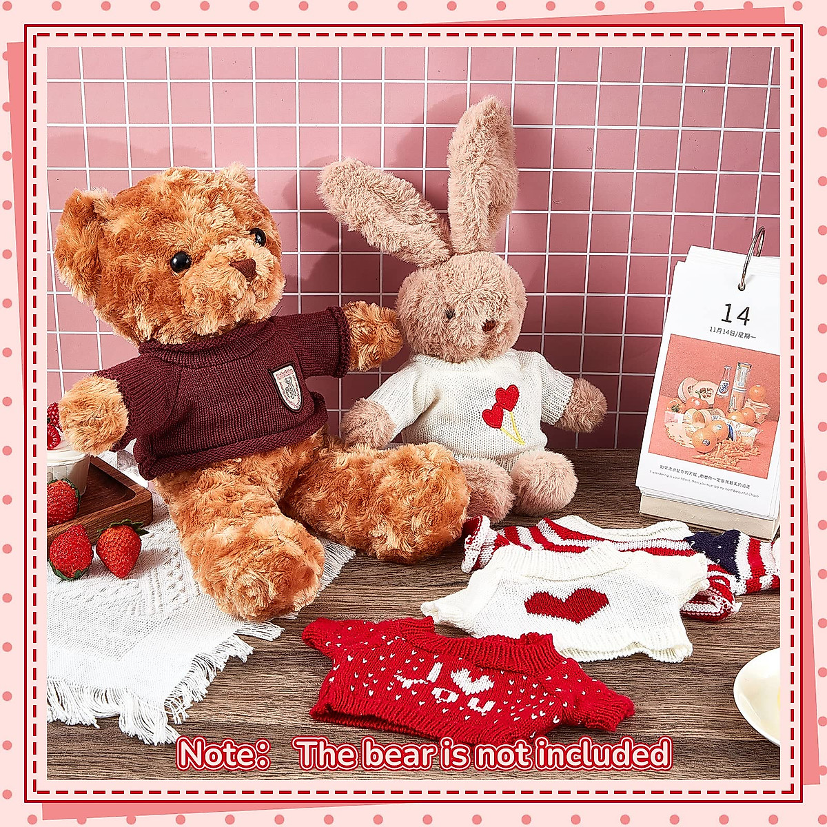 5 Pcs Doll Clothes Bear Clothes Cute Stuffed Animal Clothing Doll Accessories Cotton Plush Toy Clothes Bear Sweater Outfit Fit Most 14-18 Inch Bears Animal Plush Dolls Stuffed Toys