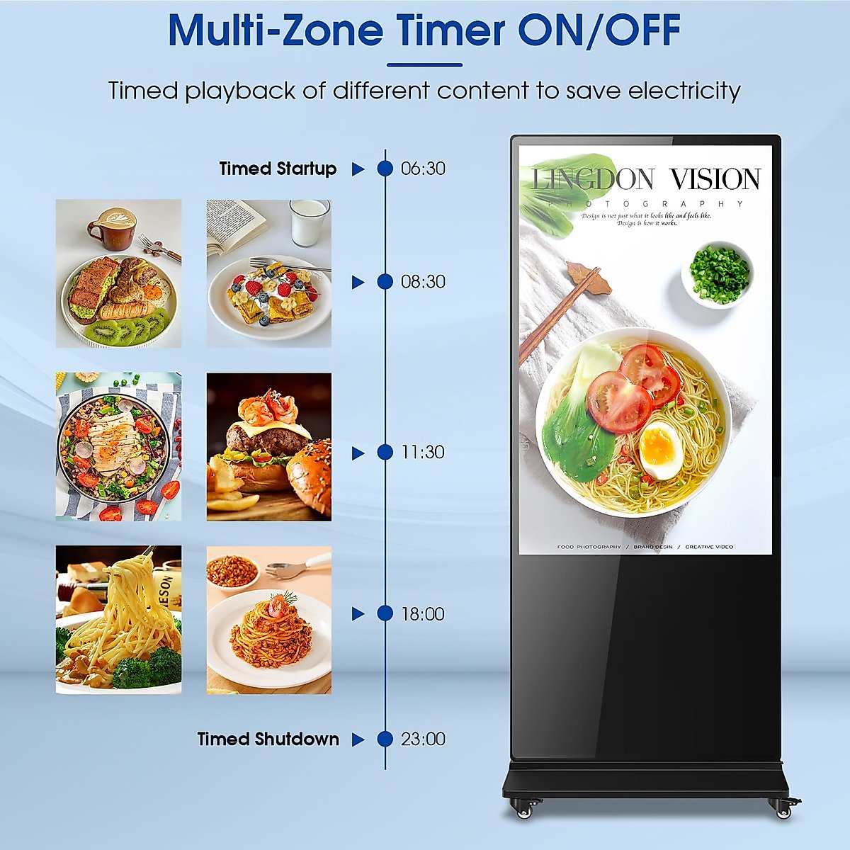 antfraer 55INCH Digital Signage Floor-Standing 4K Digital Signage Kiosk, Touch Screen Totem for Indoor LCD Advertising Display, Android 11.0 OS with WiFi & UHD Inputs Digital Signage Displays
