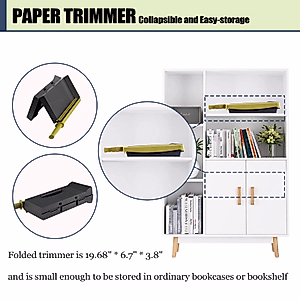 12" Cut Length Guillotine Paper Trimmer, 16 Sheets Capacity Paper Cutter for Paper Photo Card Stock,Handhold Folding Gridded Photo Cutter
