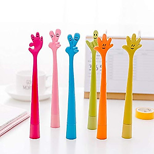 Funny live Bendable Ballpoint Pen Bending Hand Gesture Ballpoint Pen Free to Bend Cute Cartoon Silicone Gesture Ballpoint Pen,0.7mm Black Ink,6 Pcs/Set