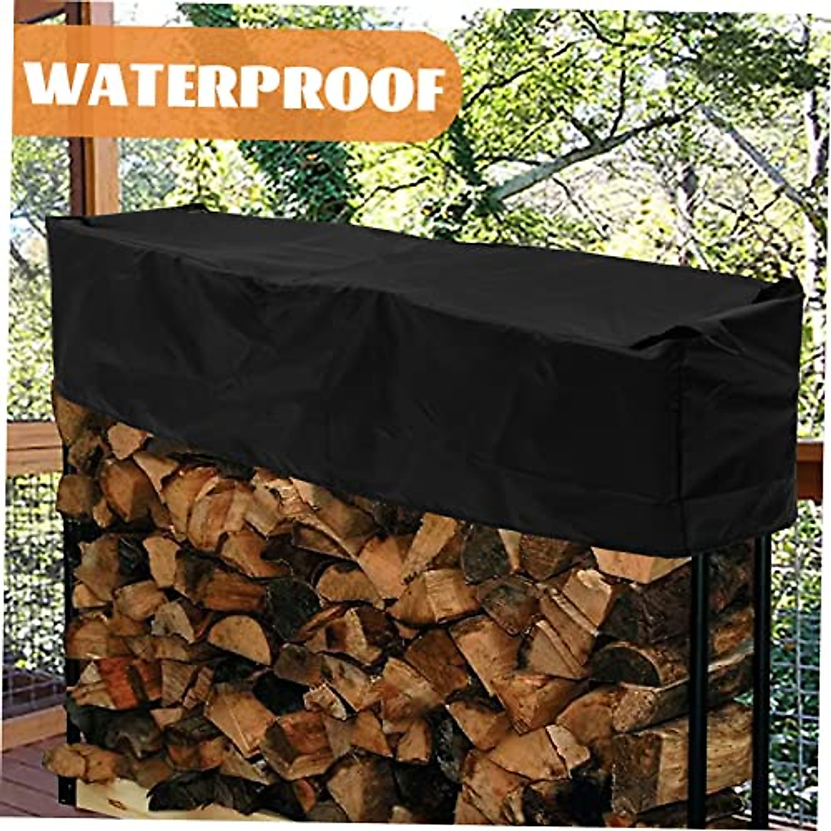 CLISPEED 3pcs Household Rack Protection Fire Fireplace Stand Cover Duty Black Sun Pit Holder Garden Cloth Rain Heavy Firewood Hoop Oxford Furniture Protector Covering Storage Outdoor