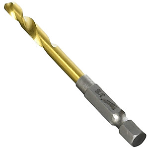 Milwaukee Electric Tool 48-89-4609 Impact Drill Bit, 3/16" Diameter x 3" L, 1-1/8" 35 Degree Helix Flute, 1/4" Hex Shank, 135 Degree