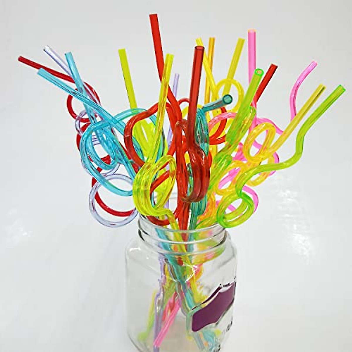 Crazy Straws,Reusable Straws,64pcs Reusable Straws with Valentine's Day Cards, Loop Novelty crazy straws and Valentines Cards for Classroom Exchange Prizes, Valentine Party Favors,Various Parties