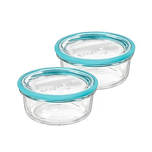 Bormioli Rocco Frigoverre Future Set Of 2 17.25 oz. Round Food Storage Container, Made From Durable Glass, Dishwasher Safe, Made In Italy, 2 Pack.