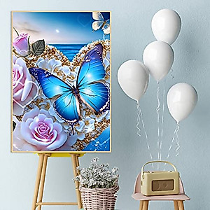 pvoodire Butterfly Diamond Painting Kits-Butterfly Diamond Art for Adults,5D Diamond Painting Butterfly for Gift Home Wall Decor(12x16inch)