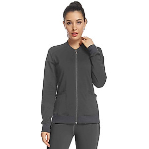 JEYONG Women's Zip Front Warm-Up Jacket (Pewter Color, Large, l)