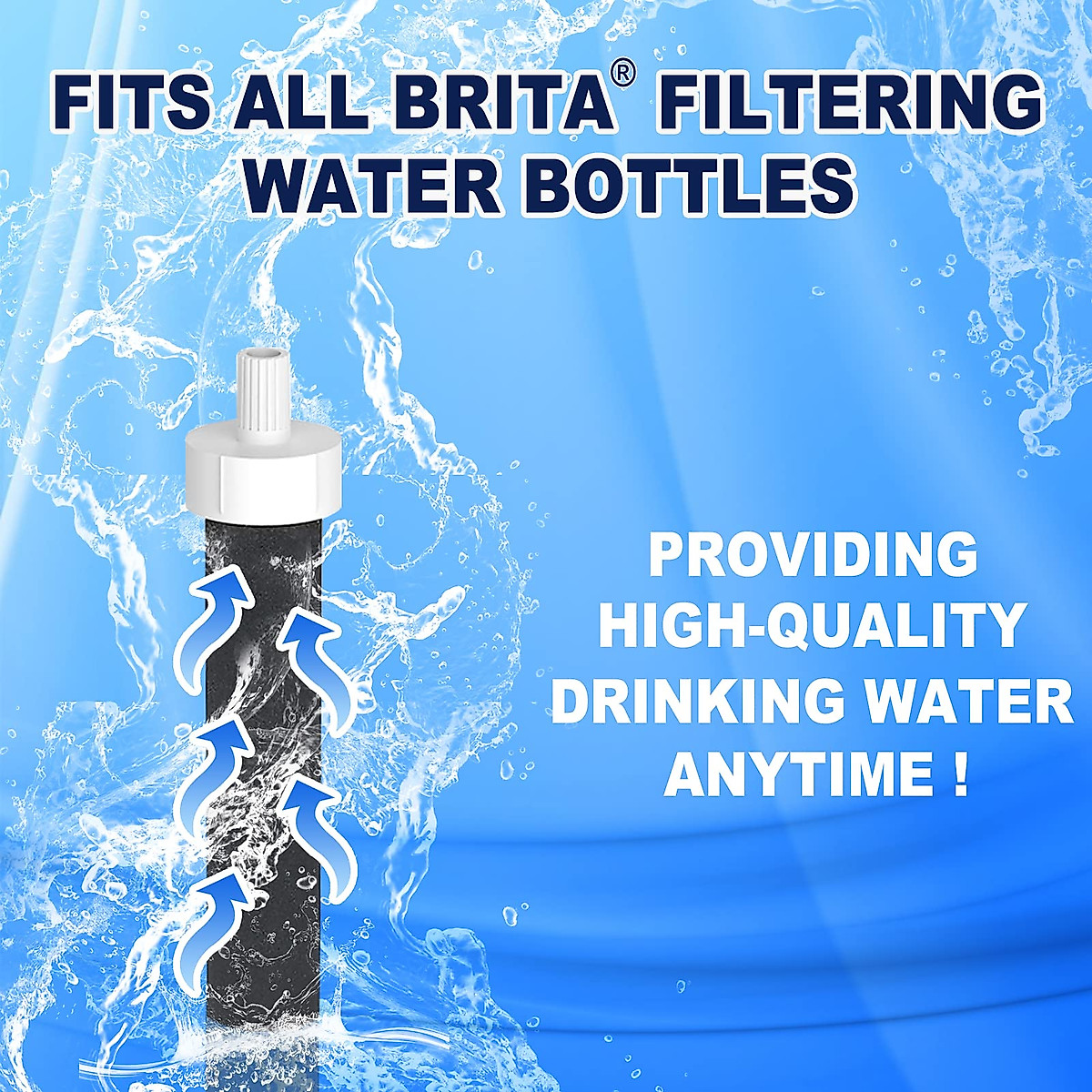 2in1 Brita Water Bottle Filter & Mouthpiece Replacement, Brita Replacement Parts with 2Pcs Brita Water Bottle Filter Replacement & 2Pcs Brita Bite Valve Replacement Compatible with Brita Water Bottle