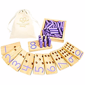 Counting Peg Board | Montessori Math and Numbers for Kids | Wooden Math Manipulatives Materials