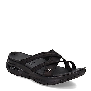 Skechers Women's Arch FIT-New Start Sport Sandal, Black/Black, 7
