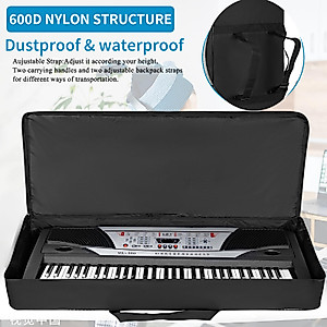AKOZLIN 61 Keys Portable Padded Keyboard Case,Dimension 40"x6"x16", Electric Piano Keyboard Gig Bag (Black)