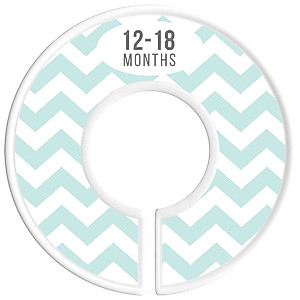 Baby Closet Size Dividers, Mint, Set of 6 Organizers, BoyStripe, Chevron