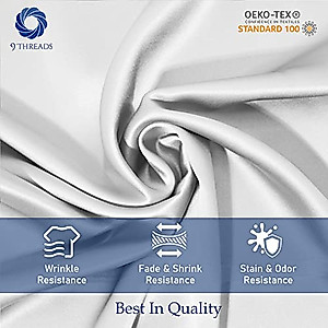 9Threads 400 Thread Count 100% Cotton Sateen Bed Sheets Deep Pocket, Cotton Bedsheets Crisp Cool and Strong Bed Linen (White, Queen)