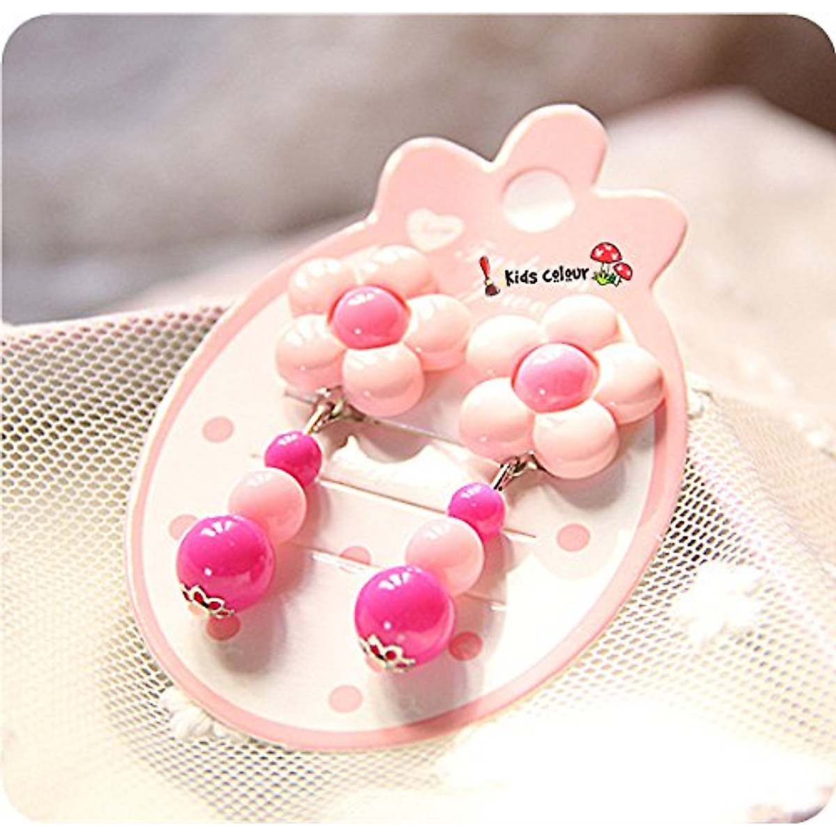 Elesa Miracle Little Girl Handbag Beauty Set Plush Handbag + Flower-Shaped Clip-on Earrings + Necklace and Bracelet Set (Pink)