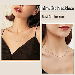 Momlovu 925 Sterling Silver Chain Necklace for Women, 1MM Box Chain Necklaces Silver Chain for Women, Thin & Sturdy Women's Chain Necklaces, 18 Inch