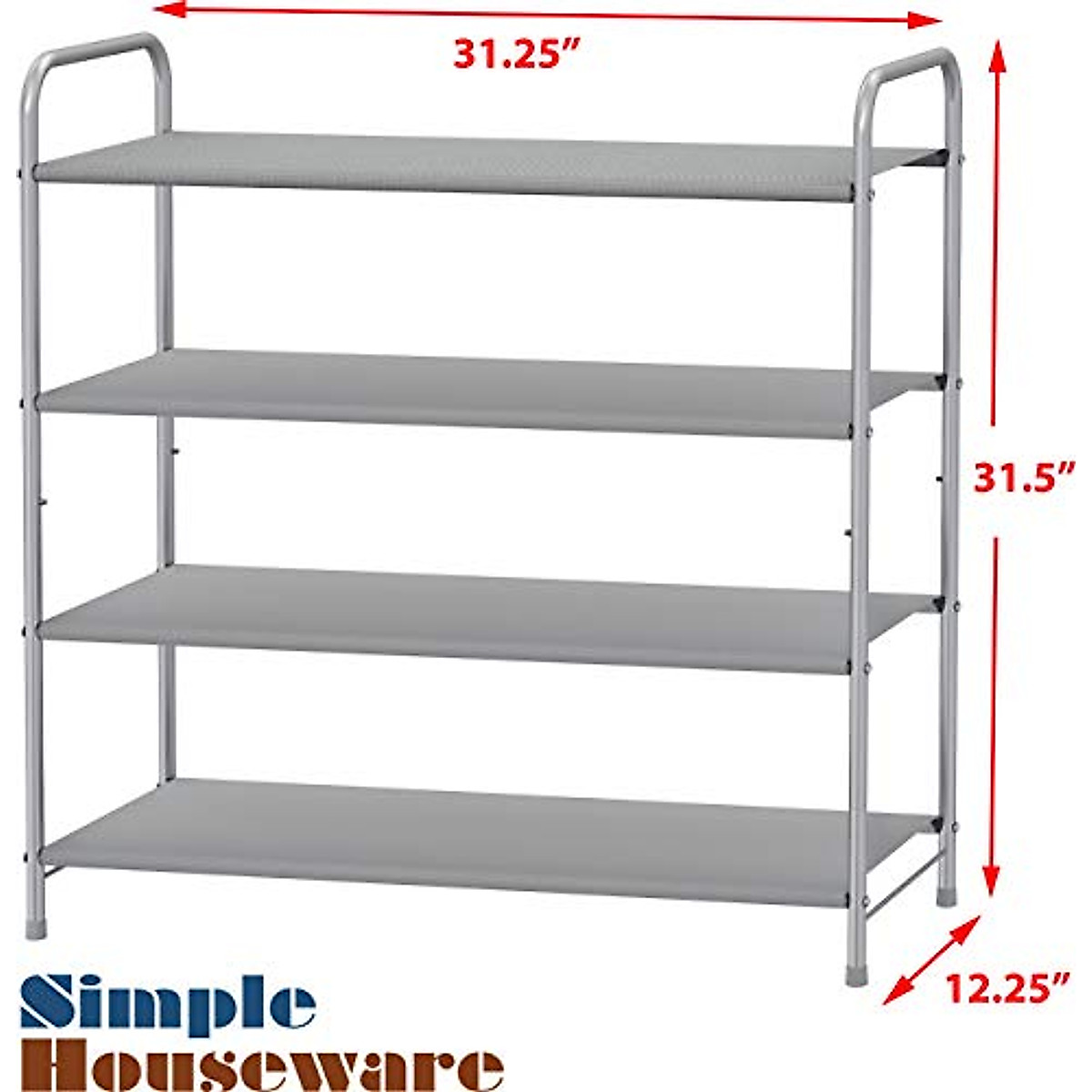 Simple Houseware 4-Tier Shoe Rack Storage Organizer 20-Pair, Grey