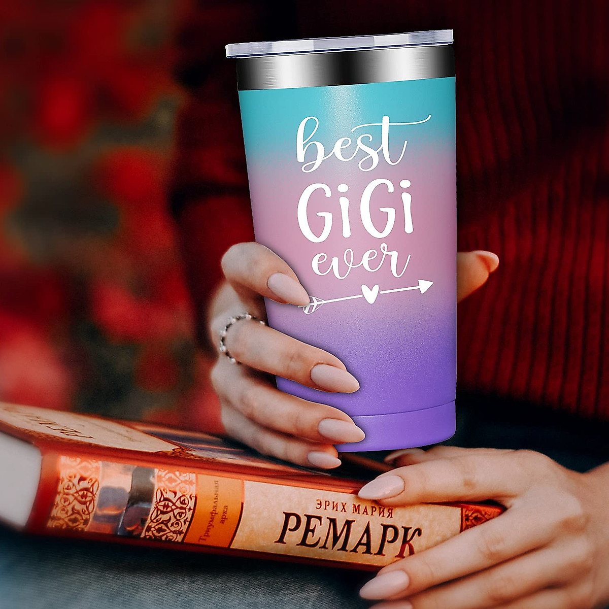 Fufandi Best Gigi Ever - Gigi Gifts for Grandma - Funny Christmas Gifts for New Grandma, Nana, Soon To Be Gigi, World's Best Gigi Tumbler Cup (20oz, Glitter Bubble Gum)