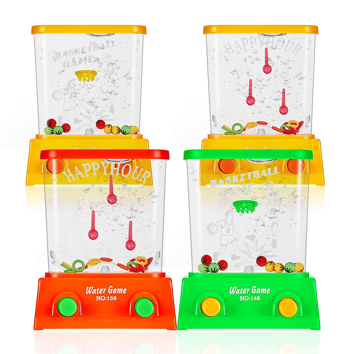 Gejoy 4 Pieces Water Games Handheld Valentines Day Gifts for Kids Mini Waterful Ring Toss Retro Pastime Toys Car Games Christmas Party Favor for Classroom Kids Adults Gifts(Chic Style)