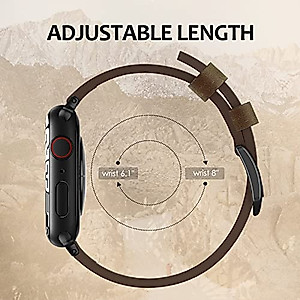 SWEES Leather Band Compatible for Apple Watch 42mm 44mm 45mm, Genuine Leather Replacement Wristband Strap Compatible iWatch Series 7 6 5 4 3 2 1 SE Sports & Edition Men And Women, Retro Brown
