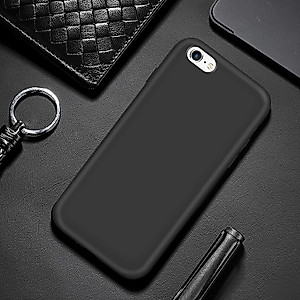 GUAGUA iPhone 6s Case iPhone 6 Case Liquid Silicone Soft Gel Rubber Slim Thin Light Microfiber Lining Cushion Texture Cover Shockproof Full Body Protection Phone Cases for iPhone 6/6S Black