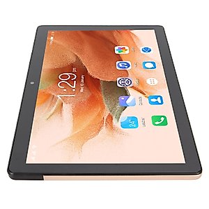 10.1 Inch Tablet, FHD 6GB RAM 128GB ROM Tablet, Octa Core CPU Dual Camera 5G WiFi 4G LTE Tablet with BT Keyboard for Office, Business, Gaming 100‑240V Gold (US Plug)