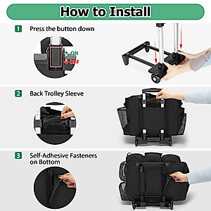 LoDrid Rolling Cleaning Bag with Detachable Trolley, Portable Cleaning Cart on Wheels for Cleaning Supplies, Professional Cleaning Caddy with Shoulder Strap for Housekeepers, Black (Patent Design)