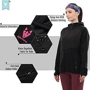 ALPHA CAMP Women's Fleece Jacket Long-Sleeve Hooded Full-Zip Fleece Jackets with Pockets Soft Polar Lightweight Fleece Coat