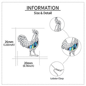 YAFEINI Chicken Necklace 925 Sterling Silver Rooster Pendant Chicken Jewelry for Women…