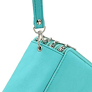 BTSKY PU Leather Colored Pencil Case with Compartments-72 Slots Handy Pencil Bags Large for Watercolor Pencils, Ordinary Pencils (Green)