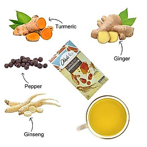 Olinda Turmeric, Ginger, and Ginseng Herbal Tea, Anti-Inflammatory, Antioxidant-Rich | Caffeine-Free Tea Bags, Brew Hot or Cold, 28 Tea Bags - Pack of 1