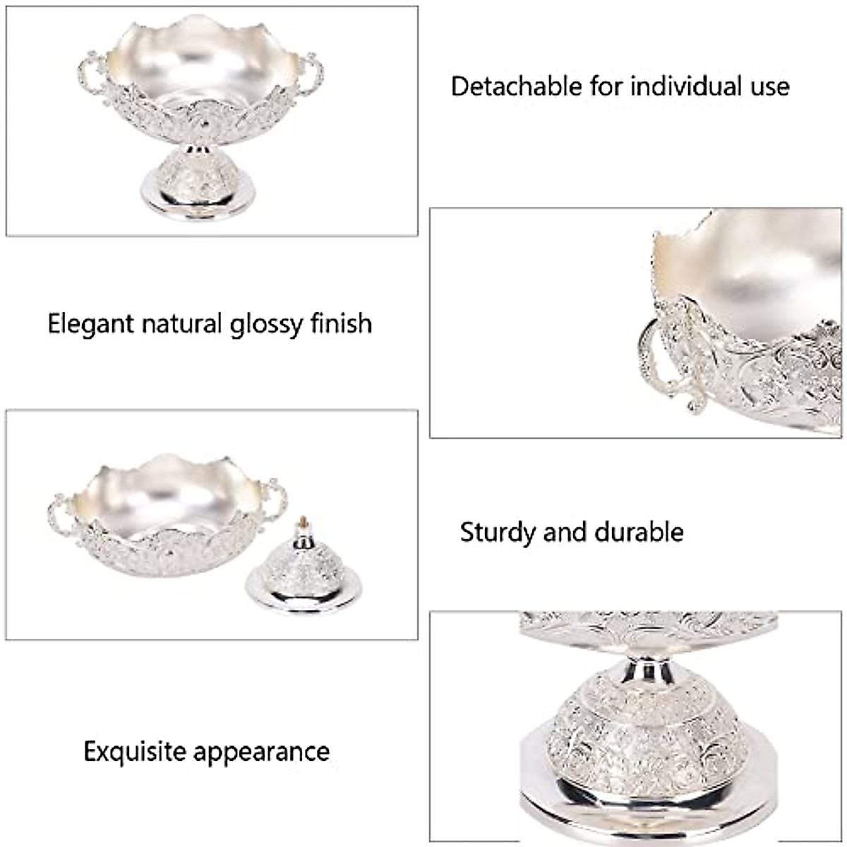 TOTITOM European Fruit Plate Tray Trinket Dish Snack Tray Zinc Alloy Bowl Ornaments with Retro Design for Candy Storage Food Serving Tray Apply to Kitchen/Dining Room/Outdoors Party