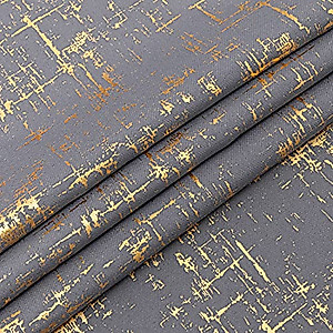 Taisier Home Gold Foil Print Linen Textured Curtains Geometric Dots Pattern Design Curtains for Bedroom Living Room Thermal Insulated Window Treatment 2 Panels 84" L,Soft Grey and Gold Curtains Print