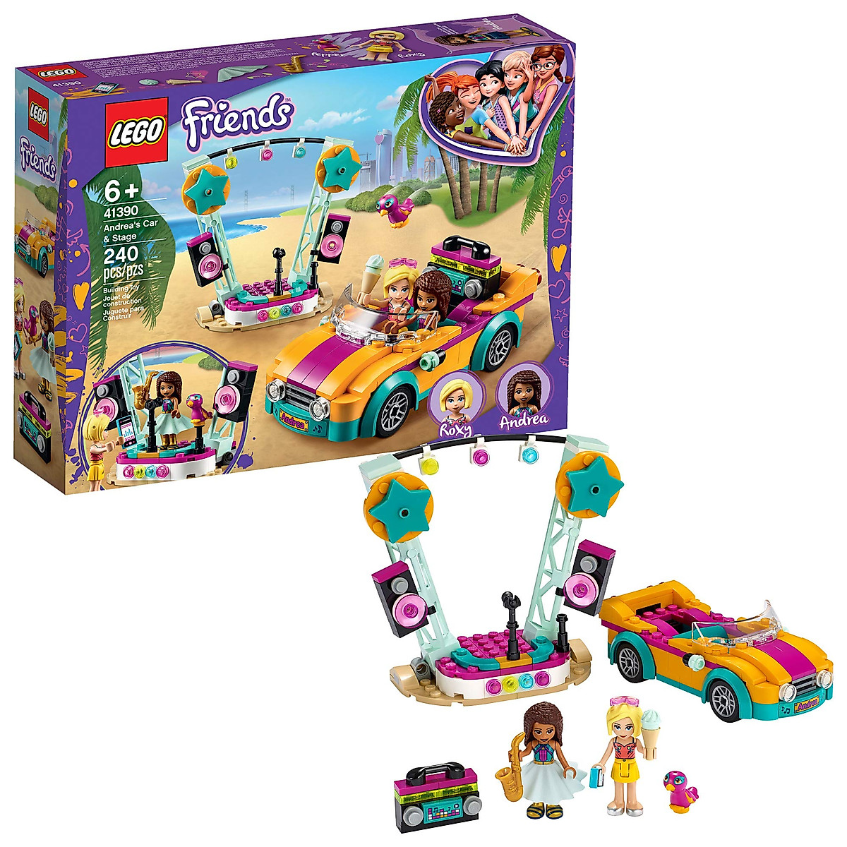LEGO Friends Andrea’s Car & Stage Playset 41390 Building Kit, Includes a Toy Car and a Toy Bird (240 Pieces)