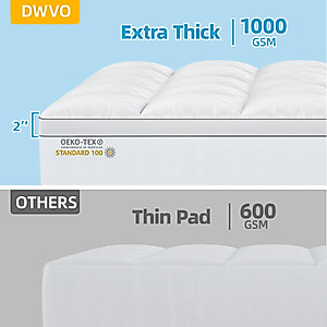DWVO Mattress Topper Full Size, Cooling Pillow Mattress Pad, Thick Plush Bed Down Alternative Overfilled Mattress, Quilted Soft Mattress Protector Cover with 8"-21" Deep Pocket
