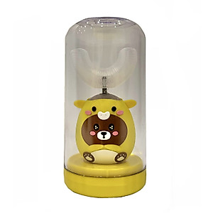 Electric Toothbrush for Kids, Dentist Recommended, Automatic Children's Electronic Toothbrushes, Waterproof, 2 Brush Heads U Shape Toothbrush Soft Head Toothbrush, 5 Cleaning Modes, Rinsing Cup (Pink)