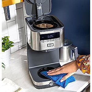 GE Drip Coffee Maker With Timer | 10-Cup Thermal Carafe Pot Keeps Coffee Warm for 2 Hours | Adjustable Brew Strength | Wide Shower Head for Maximum Flavor | Kitchen Essentials | Stainless Steel