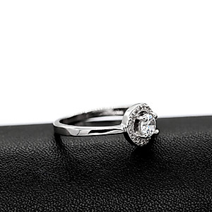 Uloveido Rhodium Plated Teardrop Hollow Swirl Infinity Ring Lab Created Diamond Wedding Anniversary Rings for Women (Size 9) WX022