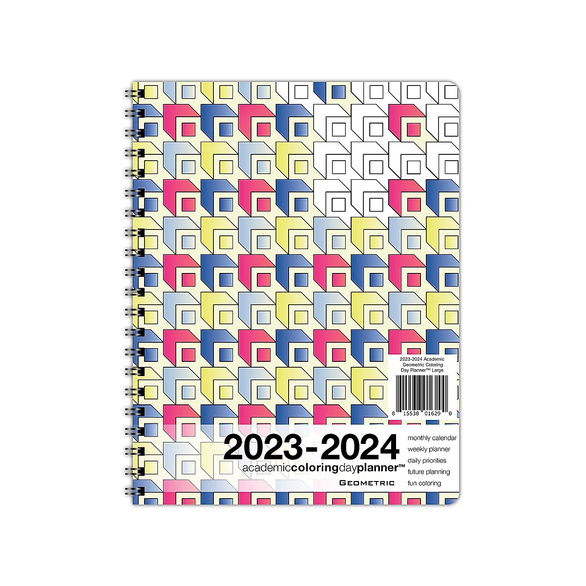 Action Publishing Coloring Day Planner · 2023-2024 Geometric · Daily and Weekly Scheduling and Goal Planning, with Lines, Shapes and Pattern Coloring Pages· July - June (8.5 x 11 inches)
