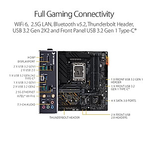 ASUS TUF B660M-PLUS WiFi D4 LGA 1700(Intel 12th Gen) mATX Gaming Motherboard (PCIe 5.0,DDR4,2xPCIe 4.0 M.2 Slots,WiFi 6,2.5 Gb LAN,Front USB 3.2 Gen 1 Type-C,Two-Way AI Noise Cancelation)