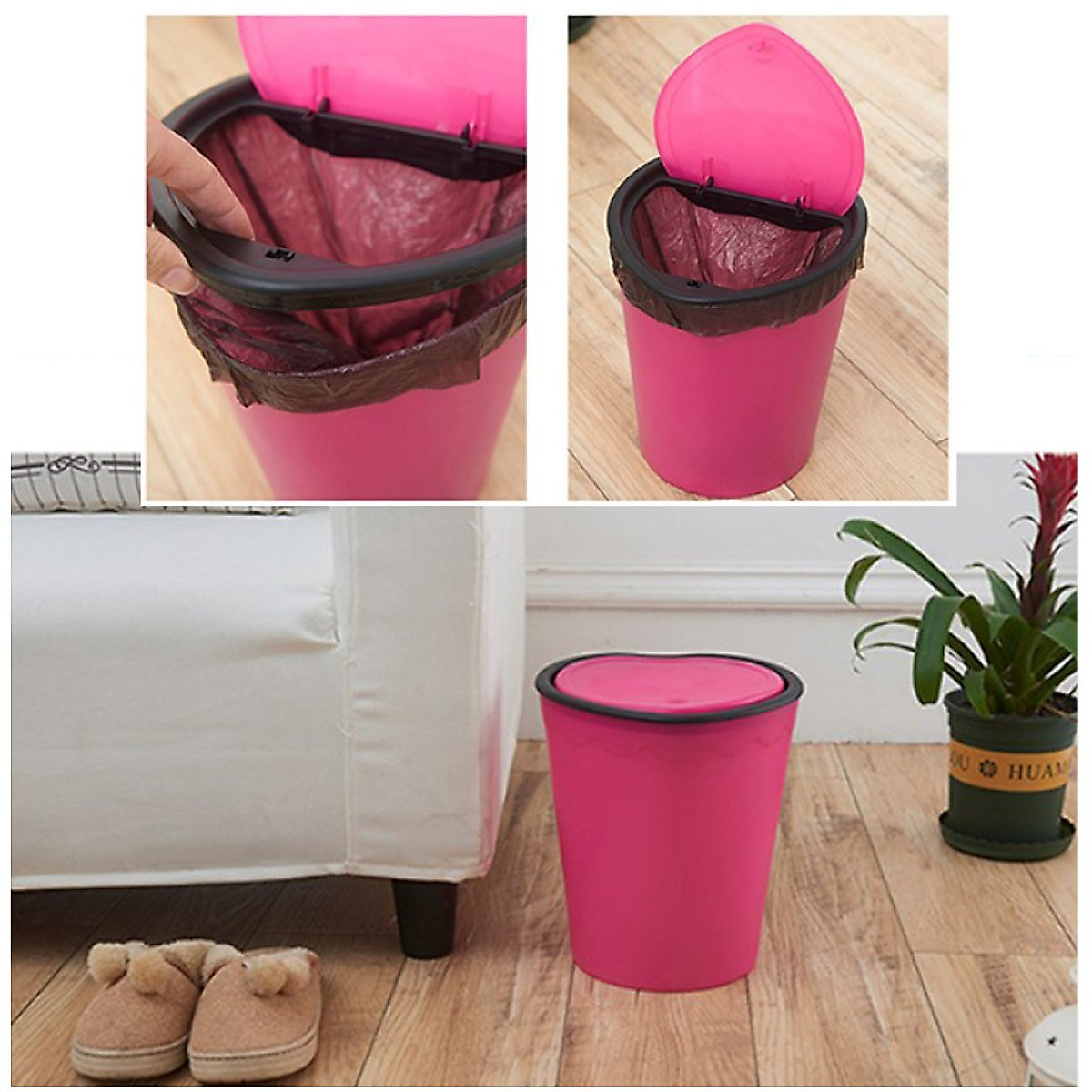 PalaeoWind Heart-Shaped Plastic Trash Can, Creative Fashion Home Kitchen Living Room Trash Can with A Lid Bedroom by Formula,Purple