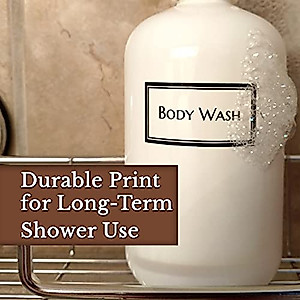 Artanis Home Silkscreened Empty Shower Bottle Set for Shampoo, Conditioner, and Body Wash, Squat 16 oz 3-Pack, White (Black Pumps)