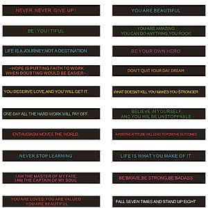 YOOHUA 60CS Inspirational Rubber Bracelet Motivational Quote Silicone Bracelets 20 Styles Black Stretch Wristbands for Men Women Teens