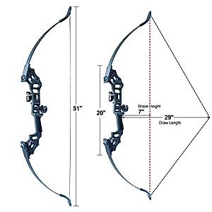 IS-TONGTU Archery Bow Set Recurve Bow and Arrow Adult Set 51" Training Bow Takedown 30 40 50lb Long Bows for Hunting Adult Beginner with 12 Arrows