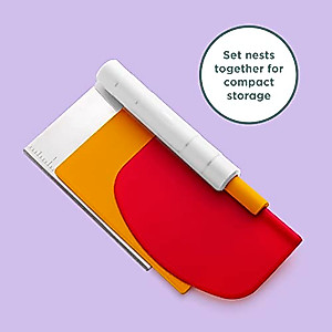 Chef'n Pastrio Set Bench Scraper and Chopper, Includes Stainless Steel and Plastic, Red