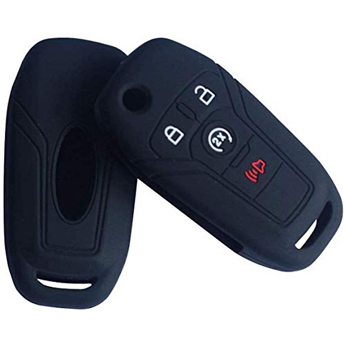 SOLIFEGOBLE 2pcs Car Remote Key Cover,Silicone Car Remote Key Fob Cover Case for Ford F-250 F-350 Fusion Fiesta Mustang Explorer Skin Jacket 4 Buttons