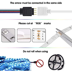 NA 13.2 feet USB LED Strip Lights, DIY Indoor Decoration, TV Backlight, 24 Keys Remote