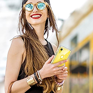 ULAK Compatible with iPhone XR Case Clear Glitter for Women Girls, Hybrid Hard PC Back Cover with Protective Bumper Anti-Scratch Shockproof Phone Case for iPhone XR 6.1 inch, Sparkle